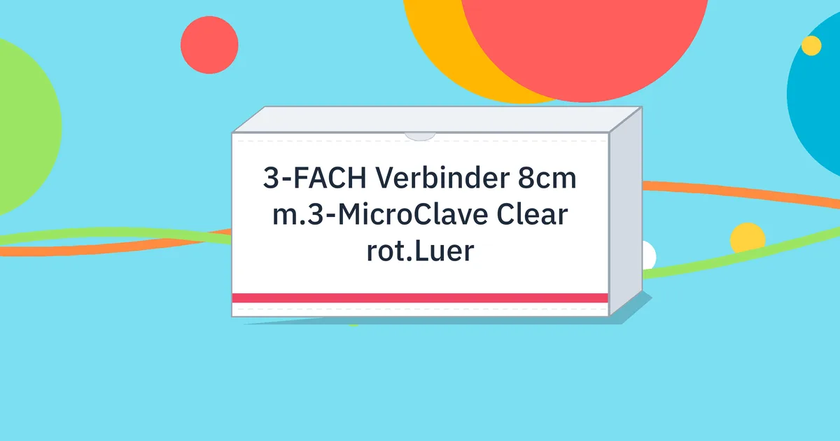 Symbolbild: Packung mit der Aufschrift 3-FACH Verbinder 8cm m.3-MicroClave Clear rot.Luer (PZN 19514753) – Verfügbarkeit und Bezug in Apotheken in Frankfurt am Main