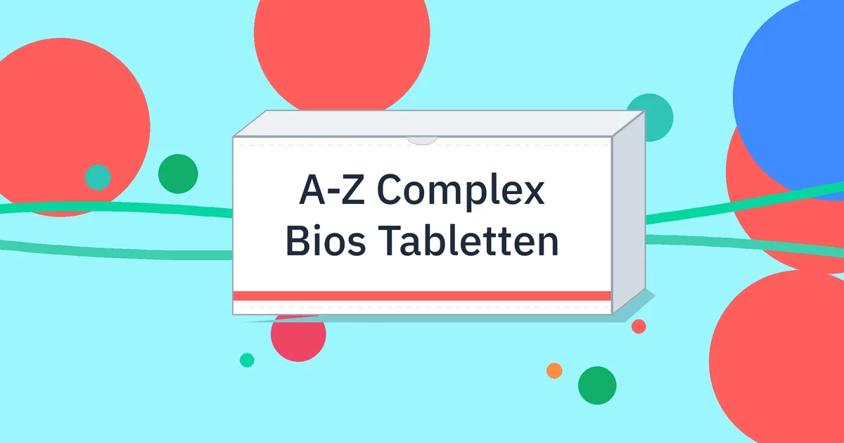 Symbolbild: Packung mit der Aufschrift A-Z Complex Bios Tabletten (PZN 10523503) – Verfügbarkeit und Bezug in Apotheken in Frankfurt am Main