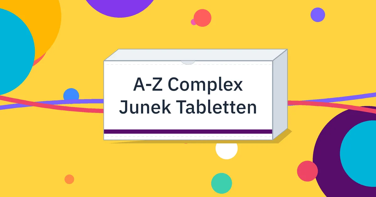 Symbolbild: Packung mit der Aufschrift A-Z Complex Junek Tabletten (PZN 10523561) – Verfügbarkeit und Bezug in Apotheken in Frankfurt am Main