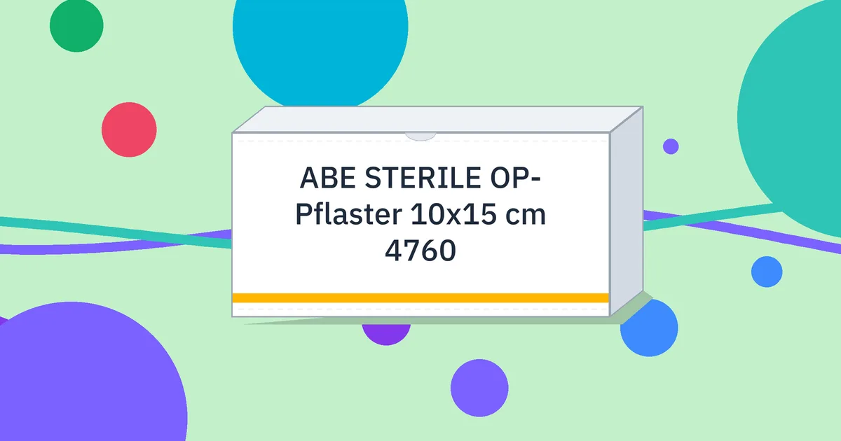 Symbolbild: Packung mit der Aufschrift ABE STERILE OP-Pflaster 10x15 cm 4760 (PZN 01445980) – Verfügbarkeit und Bezug in Apotheken in Frankfurt am Main