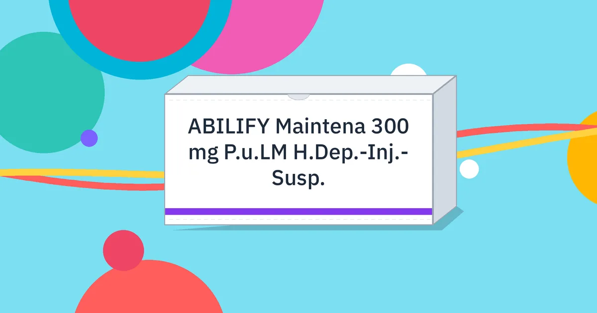 Symbolbild: Packung mit der Aufschrift ABILIFY Maintena 300 mg P.u.LM H.Dep.-Inj.-Susp. (PZN 15434201) – Verfügbarkeit und Bezug in Apotheken in Frankfurt am Main