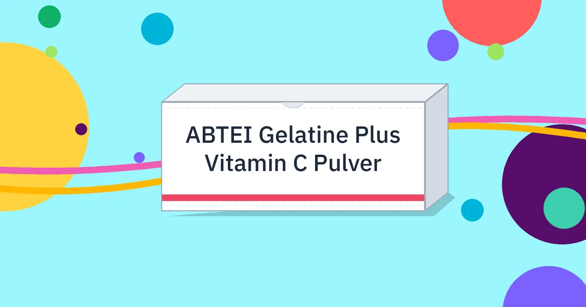 Symbolbild: Packung mit der Aufschrift ABTEI Gelatine Plus Vitamin C Pulver (PZN 15570602) – Verfügbarkeit und Bezug in Apotheken in Frankfurt am Main