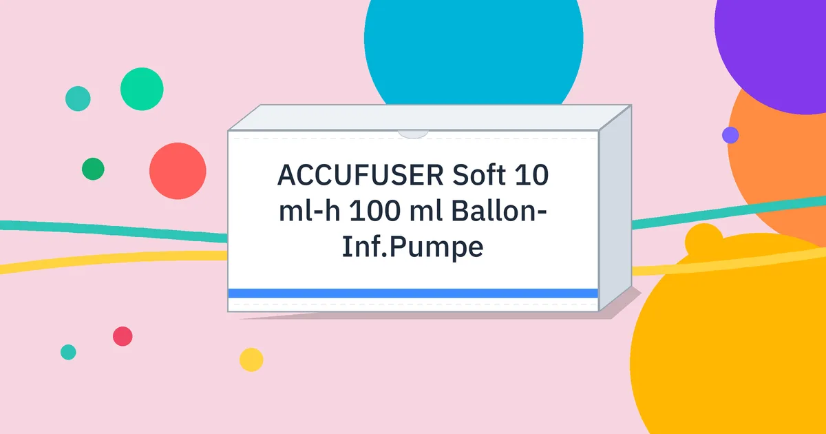 Symbolbild: Packung mit der Aufschrift ACCUFUSER Soft 10 ml-h 100 ml Ballon-Inf.Pumpe (PZN 19901036) – Verfügbarkeit und Bezug in Apotheken in Frankfurt am Main