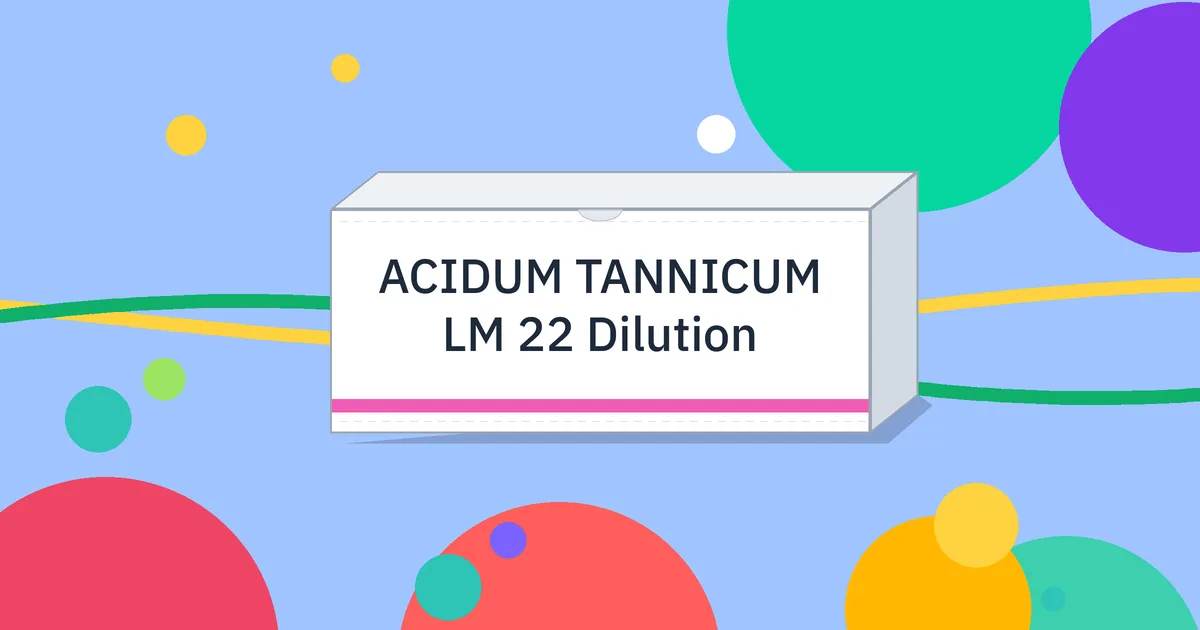 Symbolbild: Packung mit der Aufschrift ACIDUM TANNICUM LM 22 Dilution (PZN 13285990) – Verfügbarkeit und Bezug in Apotheken in Frankfurt am Main