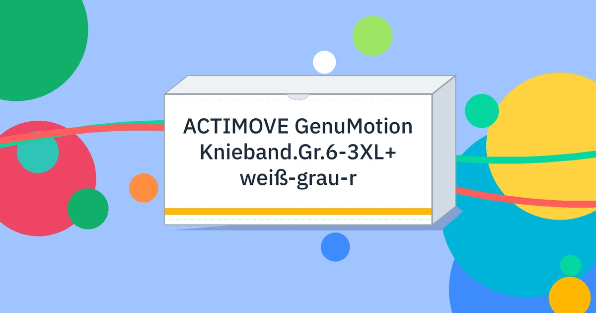 Symbolbild: Packung mit der Aufschrift ACTIMOVE GenuMotion Knieband.Gr.6-3XL+ weiß-grau-r (PZN 17948022) – Verfügbarkeit und Bezug in Apotheken in Frankfurt am Main