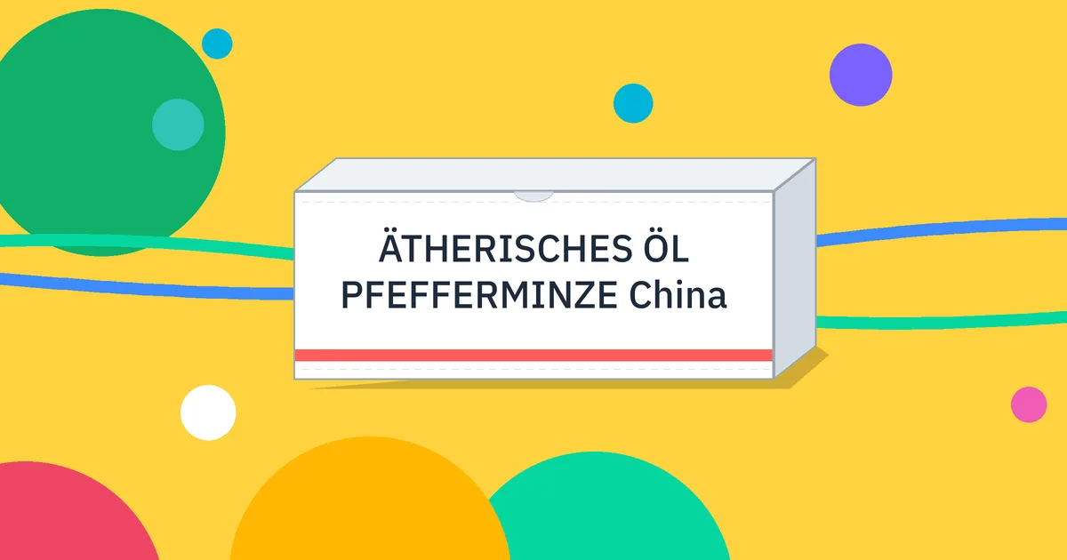 Symbolbild: Packung mit der Aufschrift ÄTHERISCHES ÖL PFEFFERMINZE China (PZN 01236957) – Verfügbarkeit und Bezug in Apotheken in Frankfurt am Main