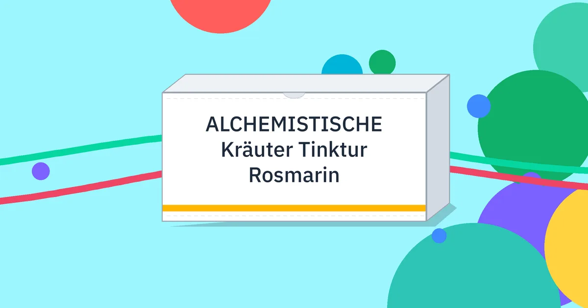 Symbolbild: Packung mit der Aufschrift ALCHEMISTISCHE Kräuter Tinktur Rosmarin (PZN 17418413) – Verfügbarkeit und Bezug in Apotheken in Frankfurt am Main
