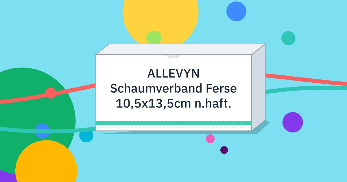 Symbolbild: Packung mit der Aufschrift ALLEVYN Schaumverband Ferse 10,5x13,5cm n.haft. (PZN 19904916) – Verfügbarkeit und Bezug in Apotheken in Frankfurt am Main