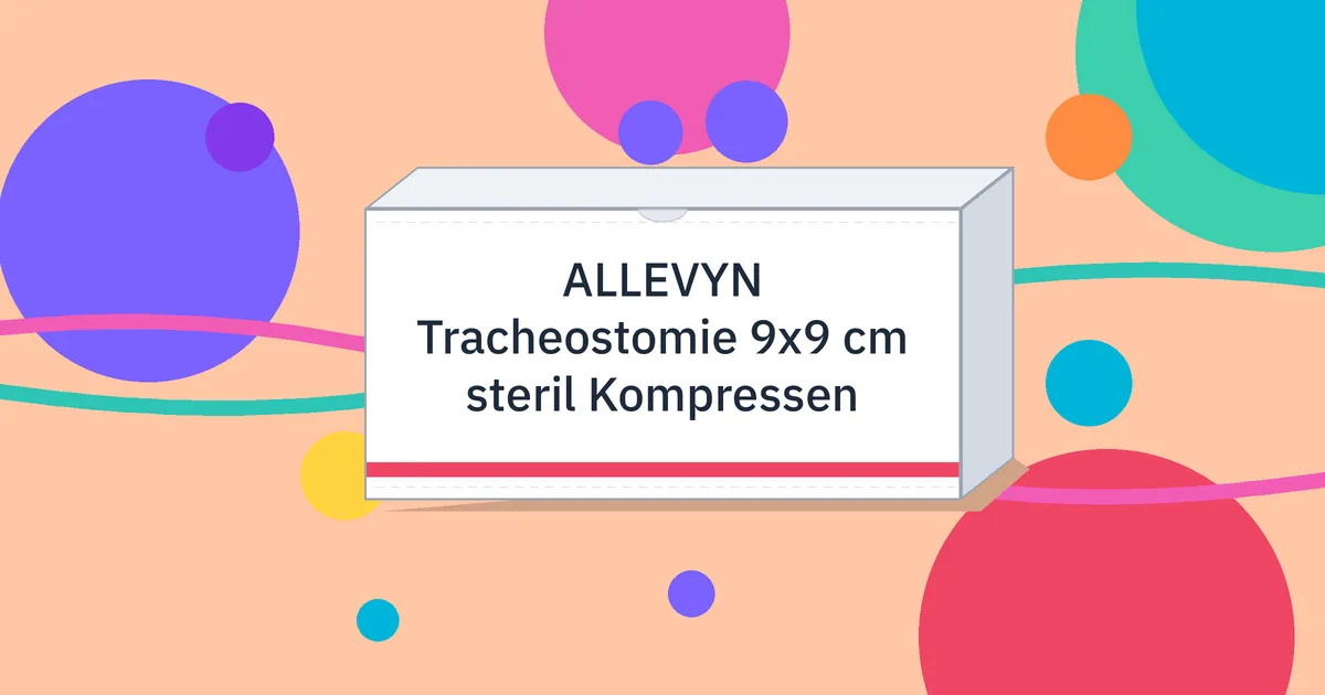 Symbolbild: Packung mit der Aufschrift ALLEVYN Tracheostomie 9x9 cm steril Kompressen (PZN 09105404) – Verfügbarkeit und Bezug in Apotheken in Frankfurt am Main
