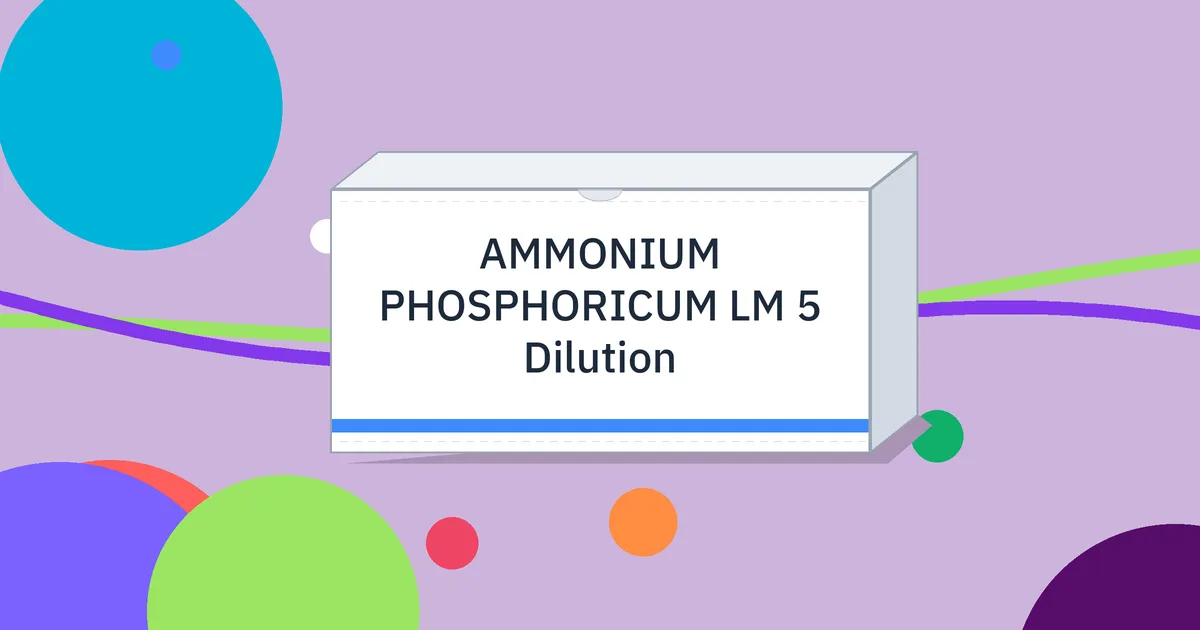 Symbolbild: Packung mit der Aufschrift AMMONIUM PHOSPHORICUM LM 5 Dilution (PZN 13322194) – Verfügbarkeit und Bezug in Apotheken in Frankfurt am Main