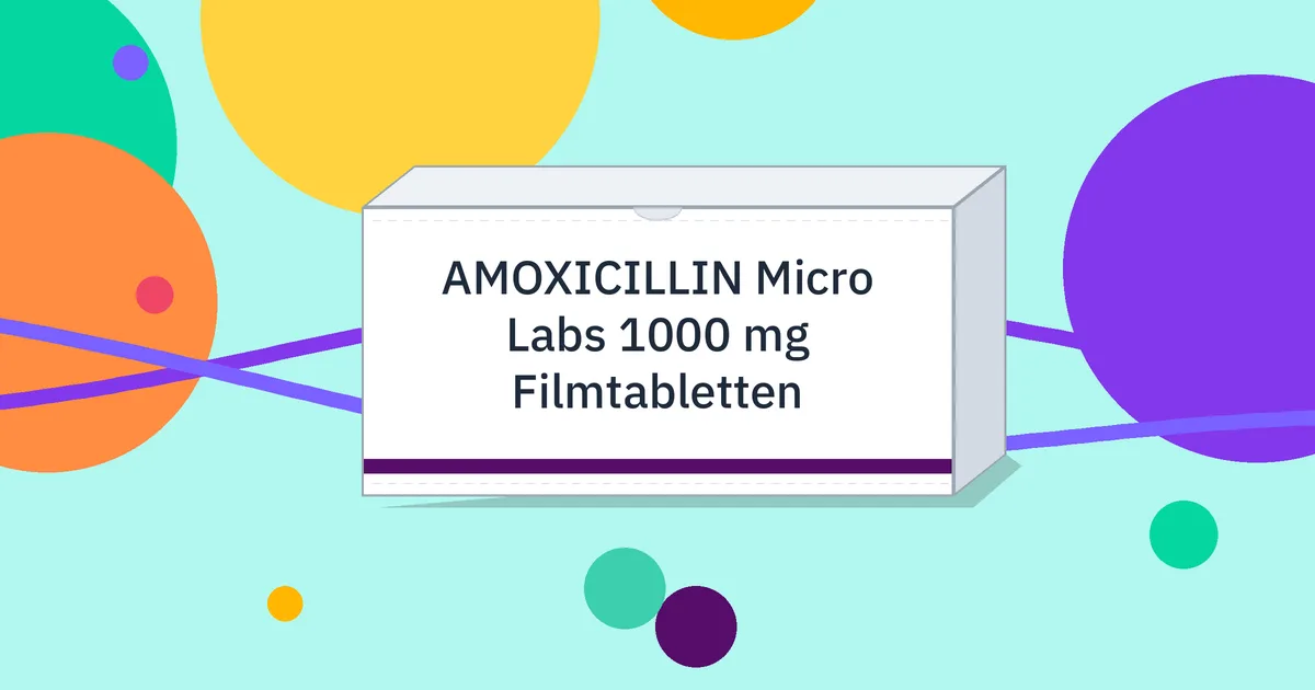 Symbolbild: Packung mit der Aufschrift AMOXICILLIN Micro Labs 1000 mg Filmtabletten (PZN 12725323) – Verfügbarkeit und Bezug in Apotheken in Frankfurt am Main