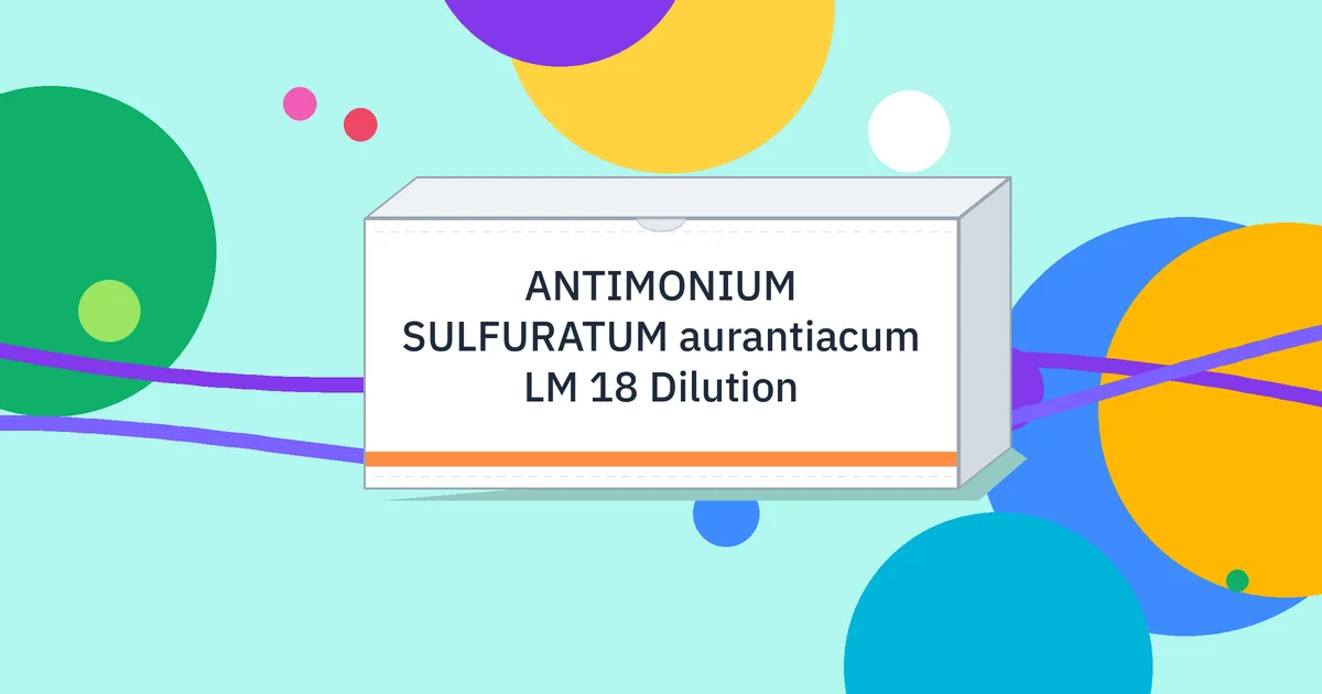 Symbolbild: Packung mit der Aufschrift ANTIMONIUM SULFURATUM aurantiacum LM 18 Dilution (PZN 13375523) – Verfügbarkeit und Bezug in Apotheken in Frankfurt am Main