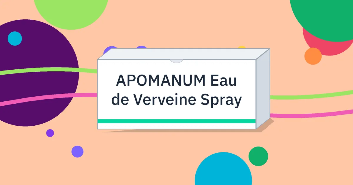 Symbolbild: Packung mit der Aufschrift APOMANUM Eau de Verveine Spray (PZN 15586514) – Verfügbarkeit und Bezug in Apotheken in Frankfurt am Main