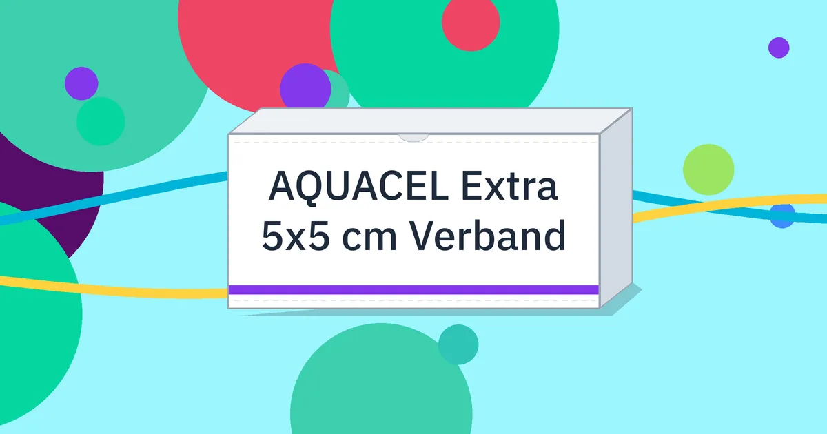 Symbolbild: Packung mit der Aufschrift AQUACEL Extra 5x5 cm Verband (PZN 09078831) – Verfügbarkeit und Bezug in Apotheken in Frankfurt am Main