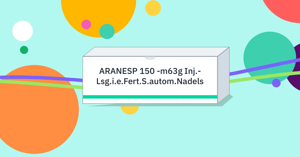 Symbolbild: Packung mit der Aufschrift ARANESP 150 -m63g Inj.-Lsg.i.e.Fert.S.autom.Nadels (PZN 07549858) – Verfügbarkeit und Bezug in Apotheken in Frankfurt am Main