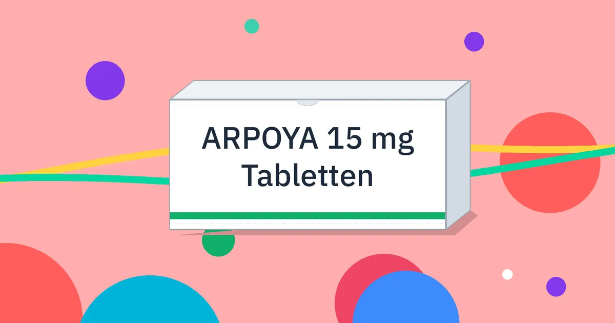 Symbolbild: Packung mit der Aufschrift ARPOYA 15 mg Tabletten (PZN 10785396) – Verfügbarkeit und Bezug in Apotheken in Frankfurt am Main
