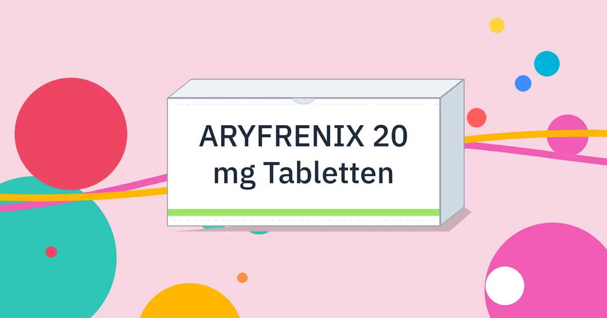 Symbolbild: Packung mit der Aufschrift ARYFRENIX 20 mg Tabletten (PZN 18907947) – Verfügbarkeit und Bezug in Apotheken in Frankfurt am Main