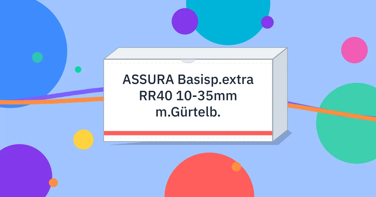 Symbolbild: Packung mit der Aufschrift ASSURA Basisp.extra RR40 10-35mm m.Gürtelb. (PZN 02164817) – Verfügbarkeit und Bezug in Apotheken in Frankfurt am Main