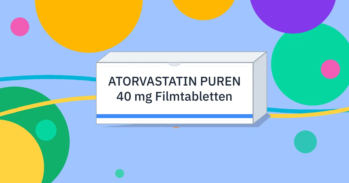 Symbolbild: Packung mit der Aufschrift ATORVASTATIN PUREN 40 mg Filmtabletten (PZN 11297351) – Verfügbarkeit und Bezug in Apotheken in Frankfurt am Main