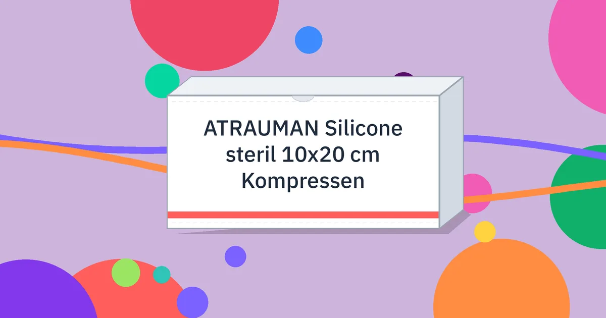 Symbolbild: Packung mit der Aufschrift ATRAUMAN Silicone steril 10x20 cm Kompressen (PZN 16897392) – Verfügbarkeit und Bezug in Apotheken in Frankfurt am Main