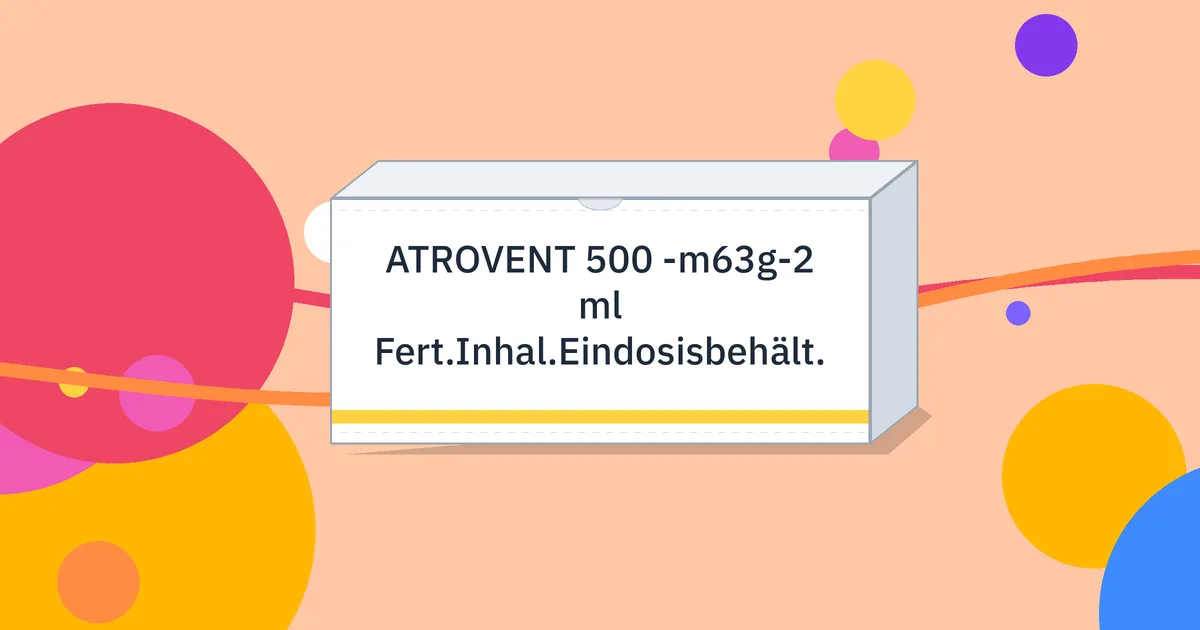 Symbolbild: Packung mit der Aufschrift ATROVENT 500 -m63g-2 ml Fert.Inhal.Eindosisbehält. (PZN 04617312) – Verfügbarkeit und Bezug in Apotheken in Frankfurt am Main