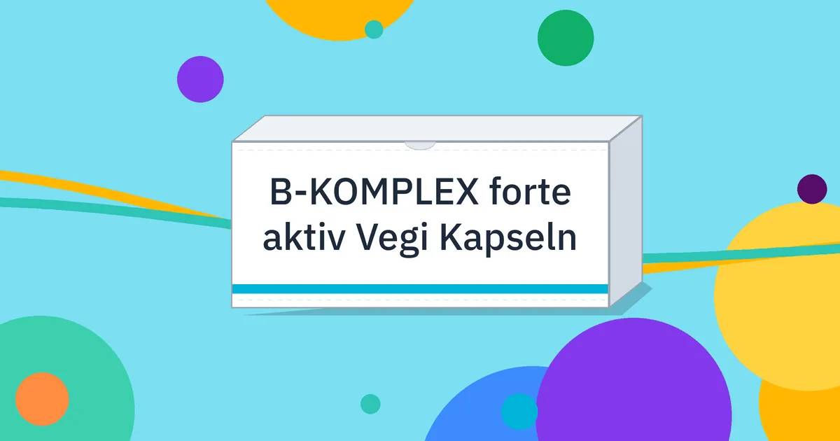 Symbolbild: Packung mit der Aufschrift B-KOMPLEX forte aktiv Vegi Kapseln (PZN 19461206) – Verfügbarkeit und Bezug in Apotheken in Frankfurt am Main