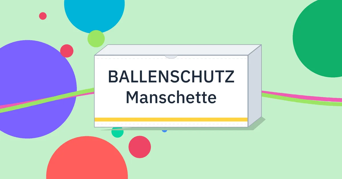 Symbolbild: Packung mit der Aufschrift BALLENSCHUTZ Manschette (PZN 18601177) – Verfügbarkeit und Bezug in Apotheken in Frankfurt am Main