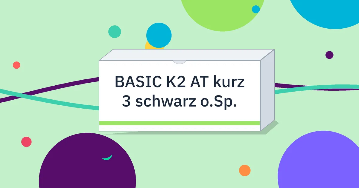 Symbolbild: Packung mit der Aufschrift BASIC K2 AT kurz 3 schwarz o.Sp. (PZN 20269141) – Verfügbarkeit und Bezug in Apotheken in Frankfurt am Main