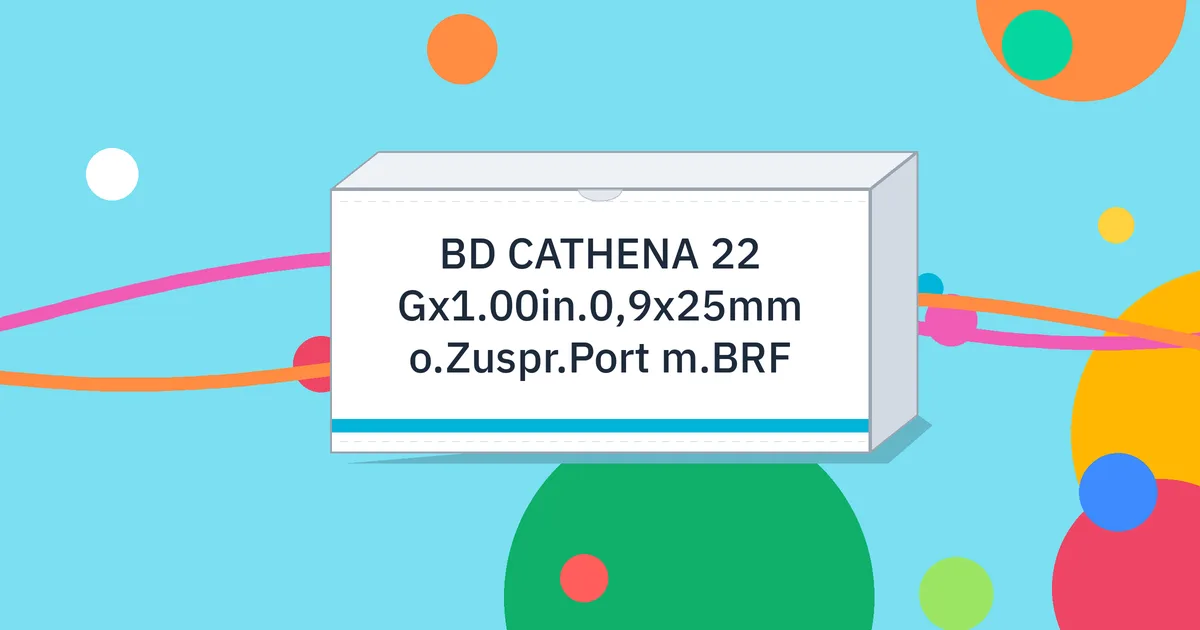 Symbolbild: Packung mit der Aufschrift BD CATHENA 22 Gx1.00in.0,9x25mm o.Zuspr.Port m.BRF (PZN 16910572) – Verfügbarkeit und Bezug in Apotheken in Frankfurt am Main