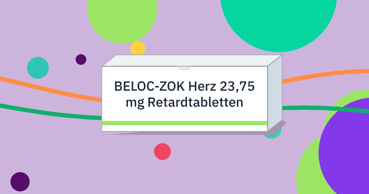Symbolbild: Packung mit der Aufschrift BELOC-ZOK Herz 23,75 mg Retardtabletten (PZN 16795326) – Verfügbarkeit und Bezug in Apotheken in Frankfurt am Main