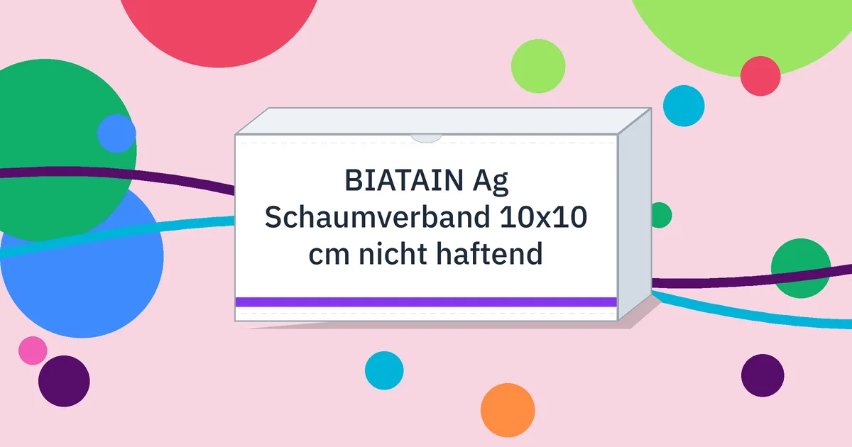 Symbolbild: Packung mit der Aufschrift BIATAIN Ag Schaumverband 10x10 cm nicht haftend (PZN 13883030) – Verfügbarkeit und Bezug in Apotheken in Frankfurt am Main