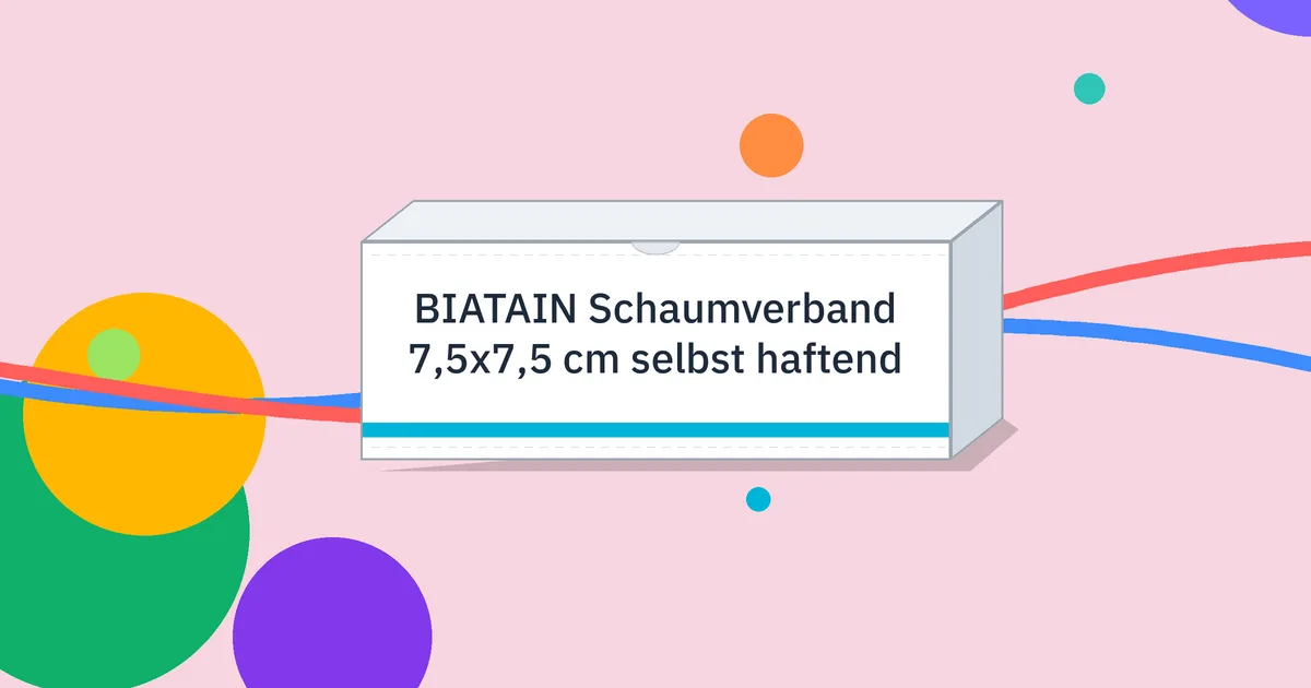Symbolbild: Packung mit der Aufschrift BIATAIN Schaumverband 7,5x7,5 cm selbst haftend (PZN 11560452) – Verfügbarkeit und Bezug in Apotheken in Frankfurt am Main