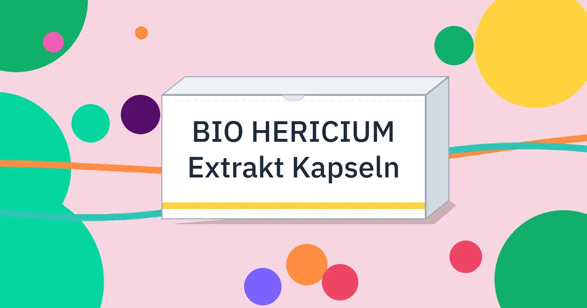Symbolbild: Packung mit der Aufschrift BIO HERICIUM Extrakt Kapseln (PZN 11552197) – Verfügbarkeit und Bezug in Apotheken in Frankfurt am Main