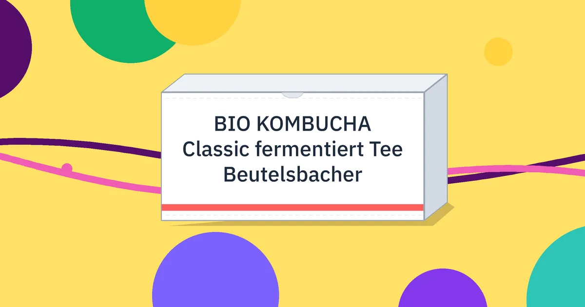 Symbolbild: Packung mit der Aufschrift BIO KOMBUCHA Classic fermentiert Tee Beutelsbacher (PZN 20597371) – Verfügbarkeit und Bezug in Apotheken in Frankfurt am Main