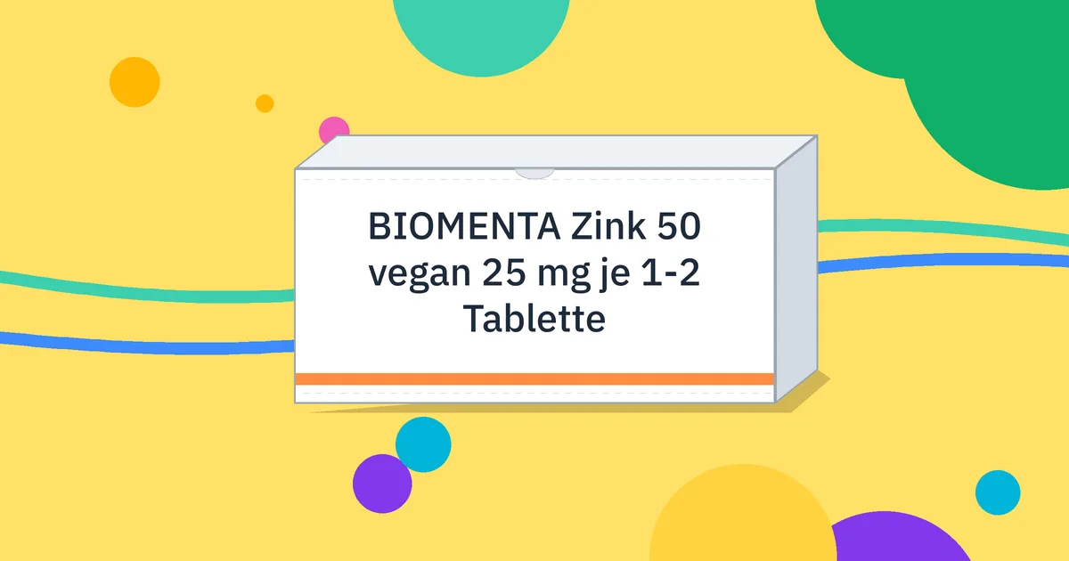 Symbolbild: Packung mit der Aufschrift BIOMENTA Zink 50 vegan 25 mg je 1-2 Tablette (PZN 13887772) – Verfügbarkeit und Bezug in Apotheken in Frankfurt am Main