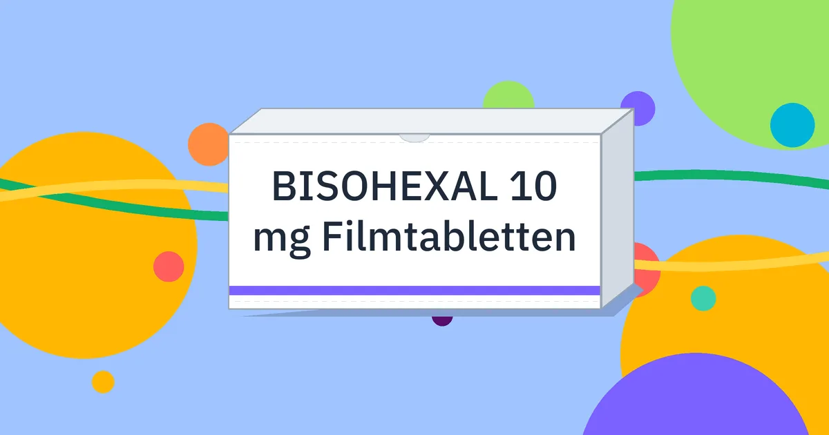 Symbolbild: Packung mit der Aufschrift BISOHEXAL 10 mg Filmtabletten (PZN 00712947) – Verfügbarkeit und Bezug in Apotheken in Frankfurt am Main