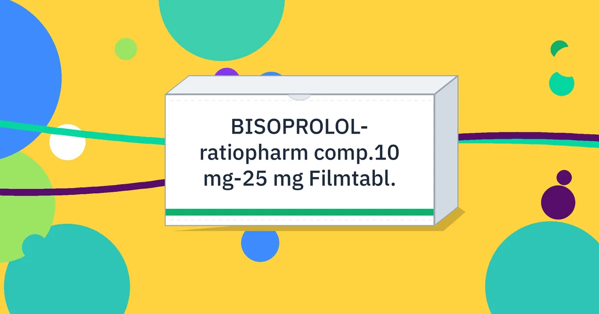 Symbolbild: Packung mit der Aufschrift BISOPROLOL-ratiopharm comp.10 mg-25 mg Filmtabl. (PZN 02859353) – Verfügbarkeit und Bezug in Apotheken in Frankfurt am Main