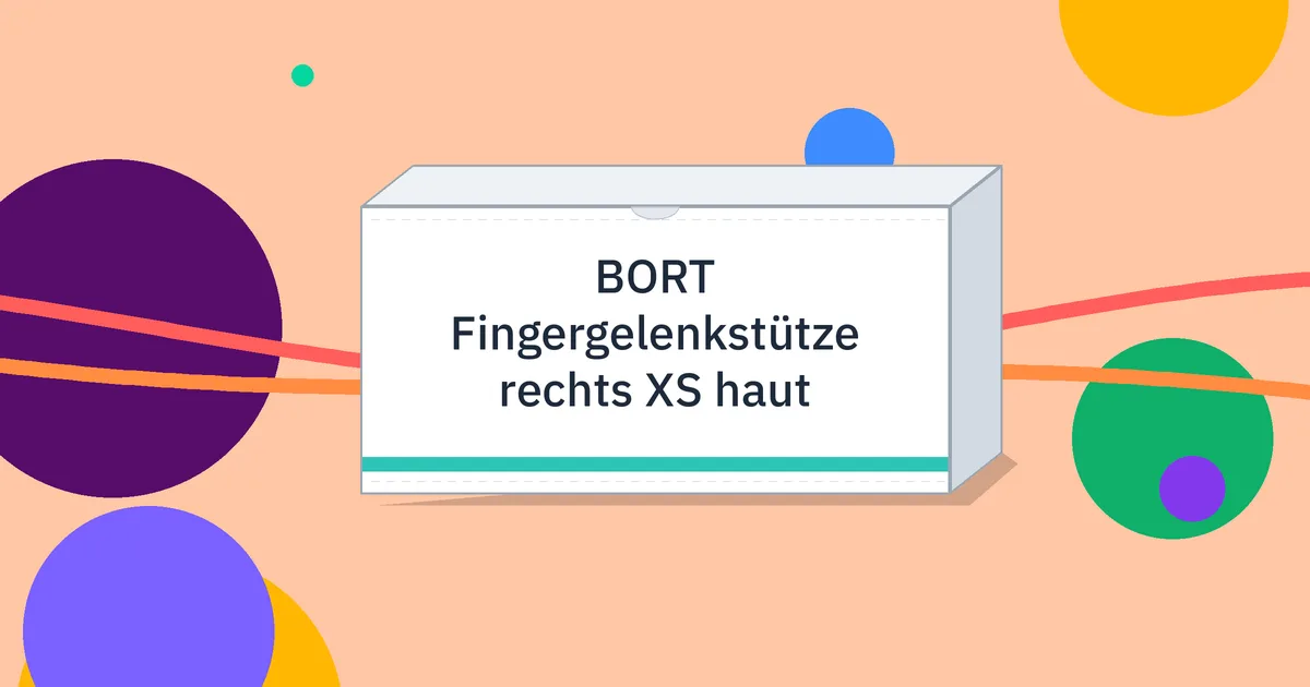 Symbolbild: Packung mit der Aufschrift BORT Fingergelenkstütze rechts XS haut (PZN 02688118) – Verfügbarkeit und Bezug in Apotheken in Frankfurt am Main