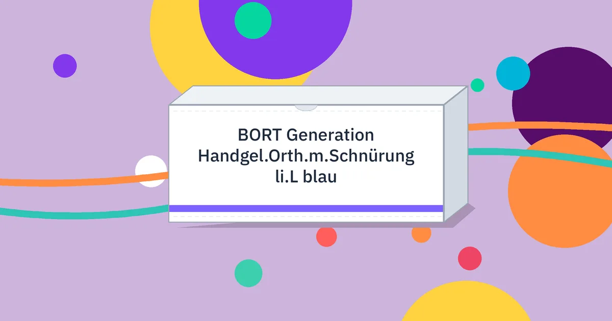 Symbolbild: Packung mit der Aufschrift BORT Generation Handgel.Orth.m.Schnürung li.L blau (PZN 18114879) – Verfügbarkeit und Bezug in Apotheken in Frankfurt am Main