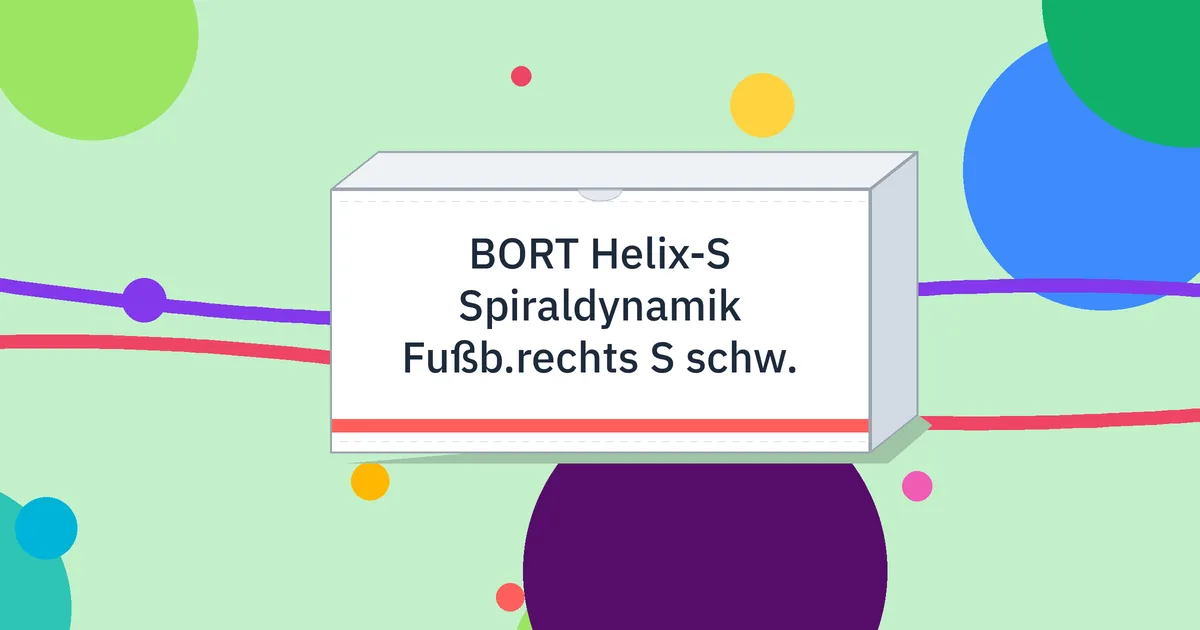 Symbolbild: Packung mit der Aufschrift BORT Helix-S Spiraldynamik Fußb.rechts S schw. (PZN 10207185) – Verfügbarkeit und Bezug in Apotheken in Frankfurt am Main