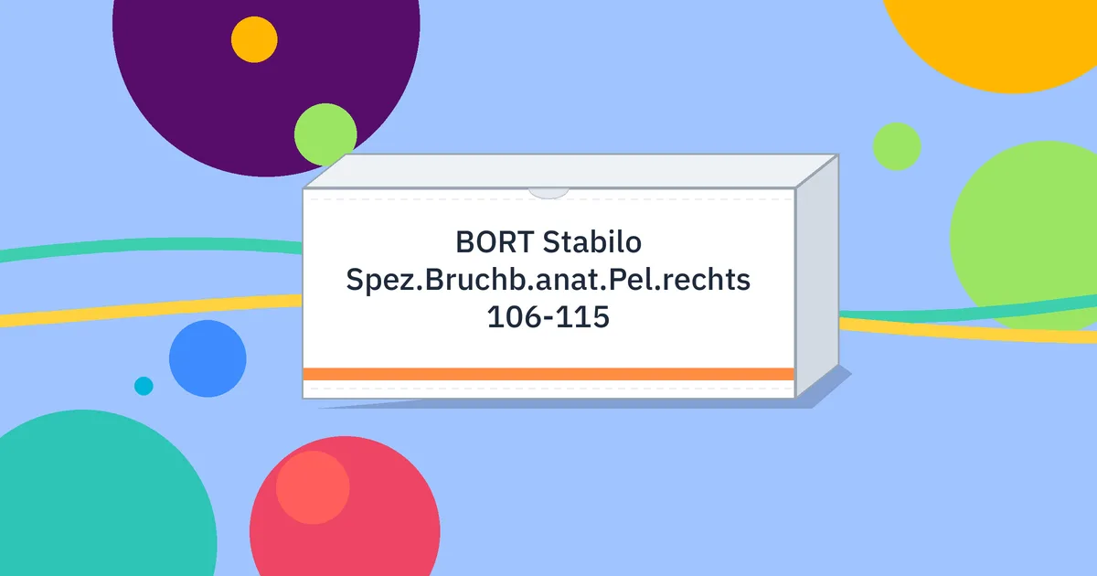 Symbolbild: Packung mit der Aufschrift BORT Stabilo Spez.Bruchb.anat.Pel.rechts 106-115 (PZN 05563883) – Verfügbarkeit und Bezug in Apotheken in Frankfurt am Main