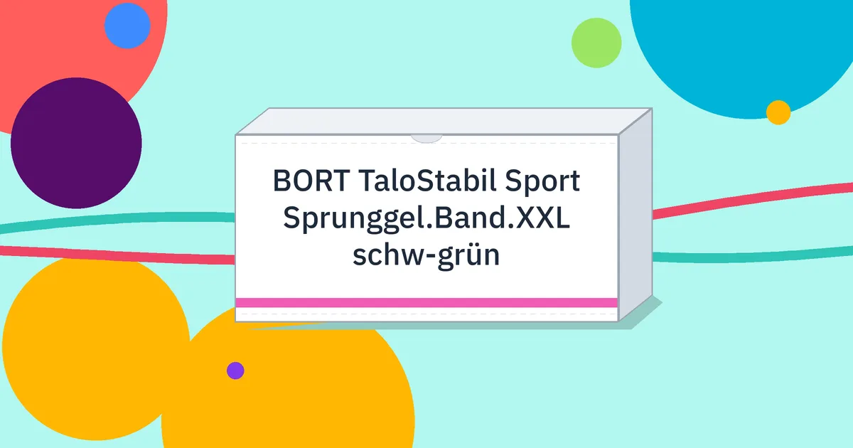 Symbolbild: Packung mit der Aufschrift BORT TaloStabil Sport Sprunggel.Band.XXL schw-grün (PZN 19110688) – Verfügbarkeit und Bezug in Apotheken in Frankfurt am Main