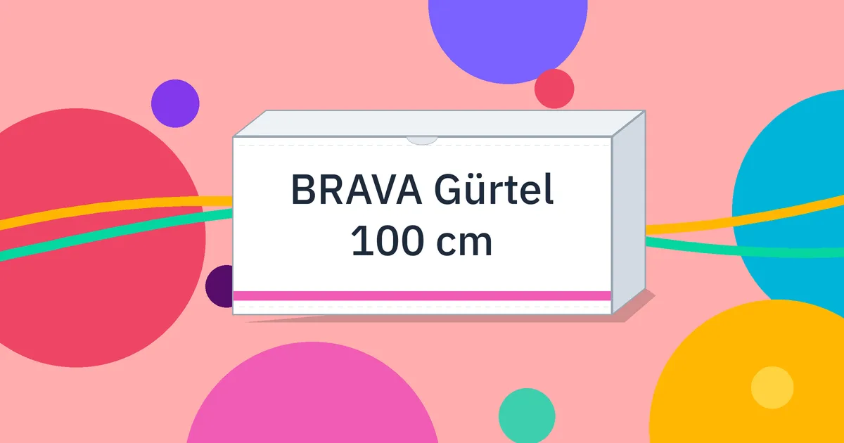 Symbolbild: Packung mit der Aufschrift BRAVA Gürtel 100 cm (PZN 15566948) – Verfügbarkeit und Bezug in Apotheken in Frankfurt am Main