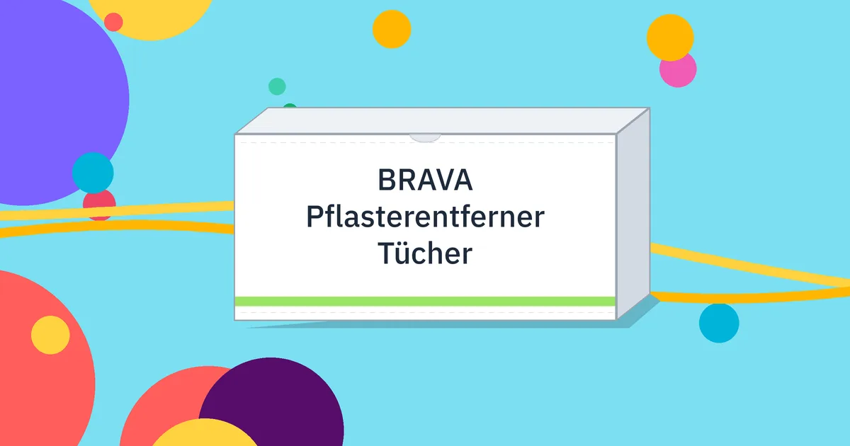 Symbolbild: Packung mit der Aufschrift BRAVA Pflasterentferner Tücher (PZN 09543707) – Verfügbarkeit und Bezug in Apotheken in Frankfurt am Main