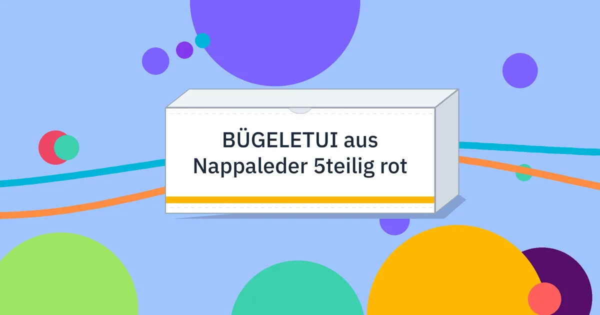 Symbolbild: Packung mit der Aufschrift BÜGELETUI aus Nappaleder 5teilig rot (PZN 18390125) – Verfügbarkeit und Bezug in Apotheken in Frankfurt am Main
