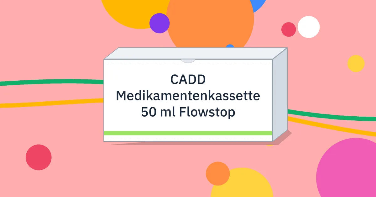 Symbolbild: Packung mit der Aufschrift CADD Medikamentenkassette 50 ml Flowstop (PZN 11241830) – Verfügbarkeit und Bezug in Apotheken in Frankfurt am Main