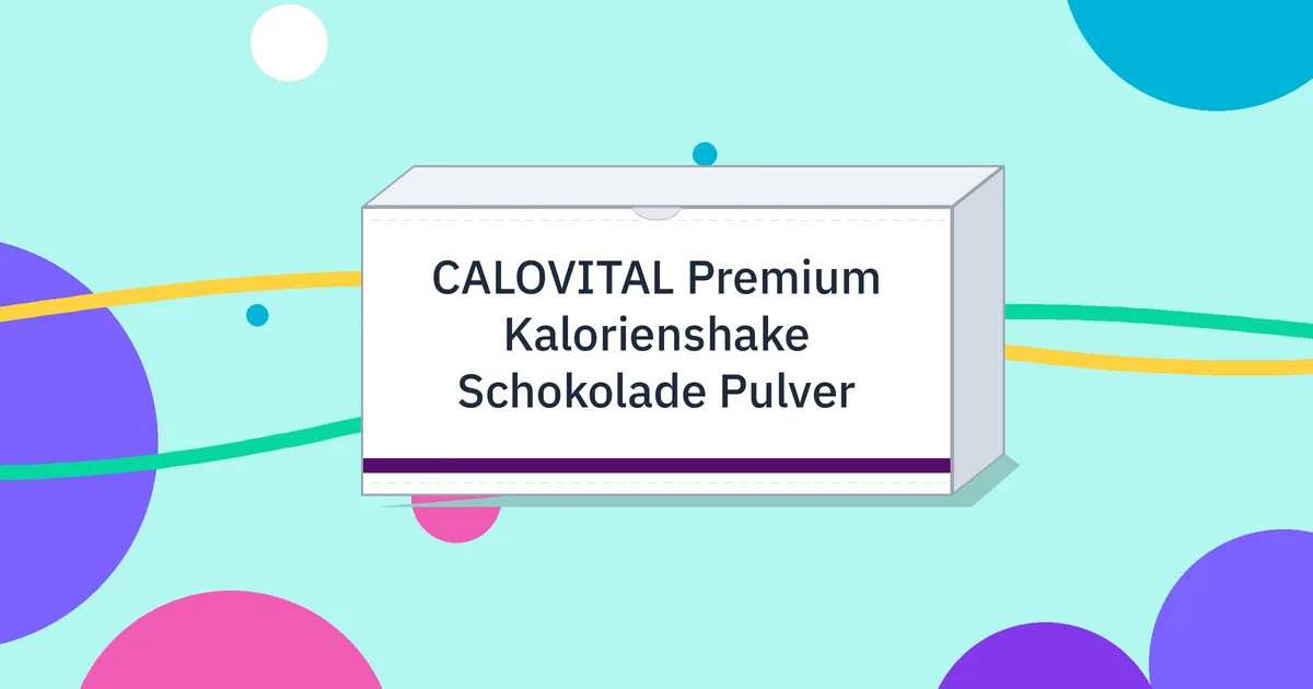 Symbolbild: Packung mit der Aufschrift CALOVITAL Premium Kalorienshake Schokolade Pulver (PZN 16061191) – Verfügbarkeit und Bezug in Apotheken in Frankfurt am Main