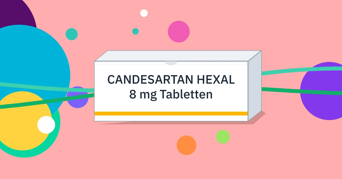Symbolbild: Packung mit der Aufschrift CANDESARTAN HEXAL 8 mg Tabletten (PZN 09390600) – Verfügbarkeit und Bezug in Apotheken in Frankfurt am Main