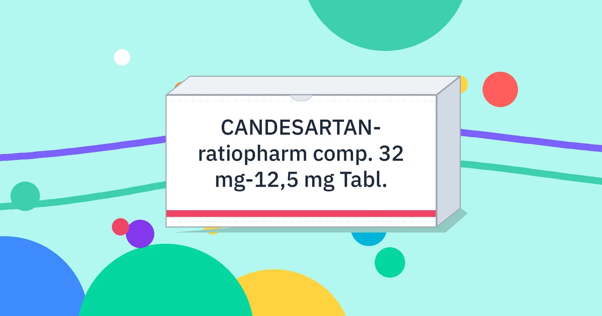 Symbolbild: Packung mit der Aufschrift CANDESARTAN-ratiopharm comp. 32 mg-12,5 mg Tabl. (PZN 09068264) – Verfügbarkeit und Bezug in Apotheken in Frankfurt am Main