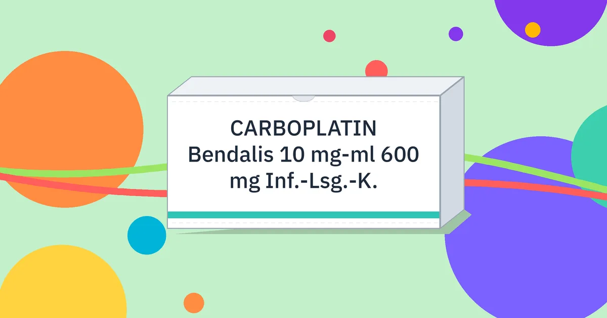 Symbolbild: Packung mit der Aufschrift CARBOPLATIN Bendalis 10 mg-ml 600 mg Inf.-Lsg.-K. (PZN 09492424) – Verfügbarkeit und Bezug in Apotheken in Frankfurt am Main